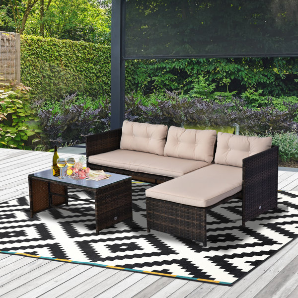 Agaran 5 piece rattan sectional store